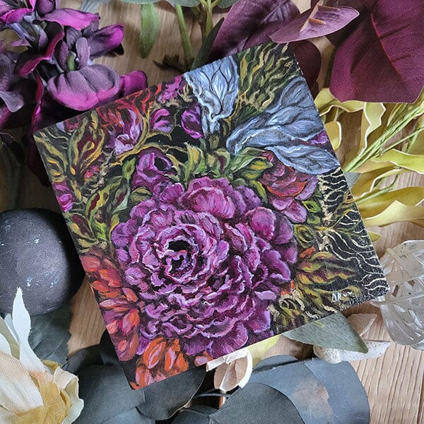 Wild Rose Original Painting and Wood Burning